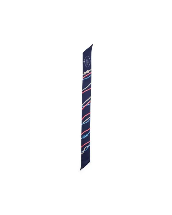 Prada Printed Silk Twill Skinny Scarf