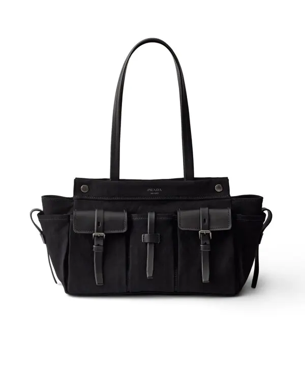 Prada Canvas And Leather Tote Bag - Black