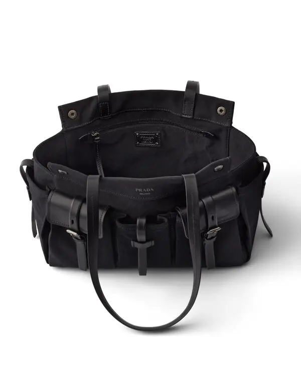 Prada Canvas And Leather Tote Bag - Black