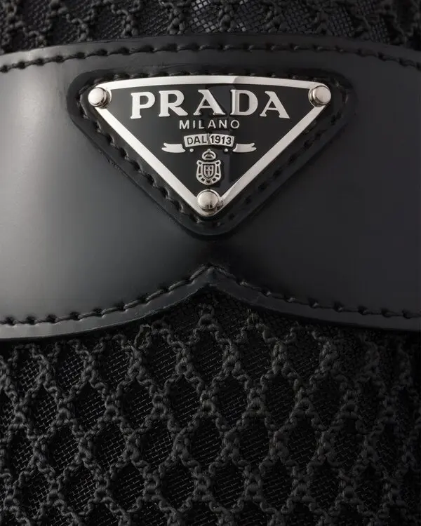 Prada Mesh Fabric Mules - Black