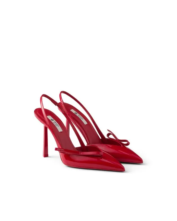Prada Patent Leather Slingback Pumps - Red