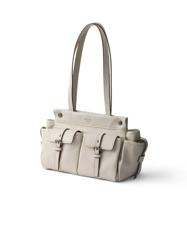 Prada Medium Leather Tote Bag - Neutral