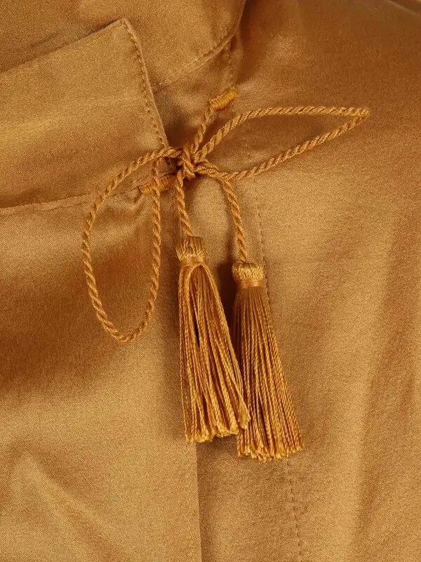 FORTE_FORTE Long Sleeve Shirt With Tassel Detail - Brown
