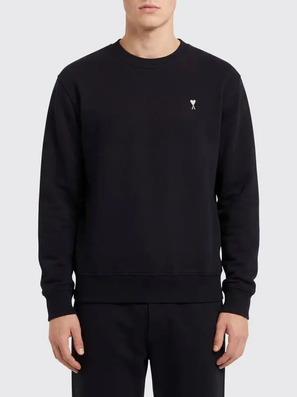 AMI Paris Cotton Crew Neck Sweatshirt - Black