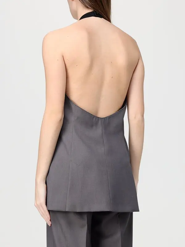 Max Mara Wool Gabardine Halter Neck Top - Grey