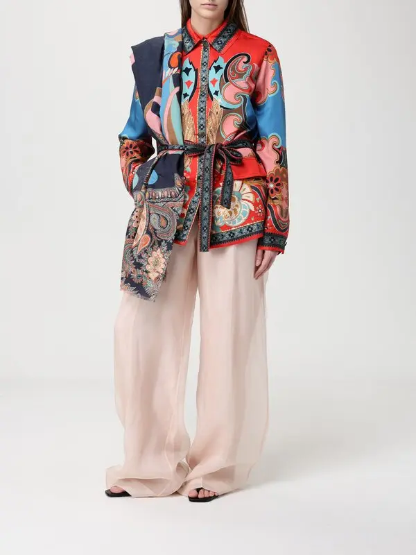 Etro Silk Shirt With Paisley Print And Belt
