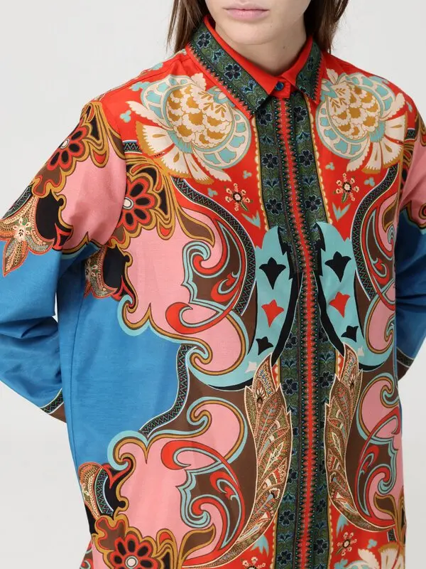 Etro Printed Cotton And Silk Long Sleeve Shirt