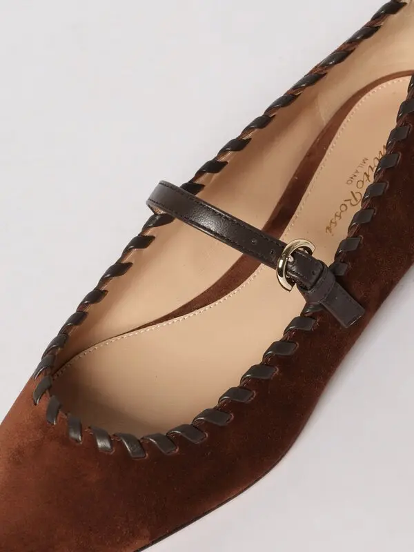 GIANVITO ROSSI Suede Mary Jane Ballerina Flats