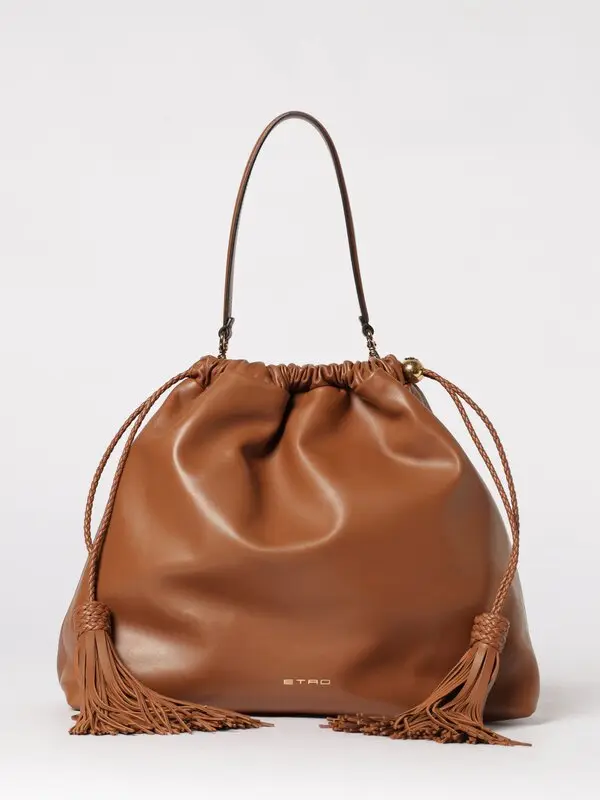 Etro Kalispera Large Leather Shoulder Bag With Tassels - Brown