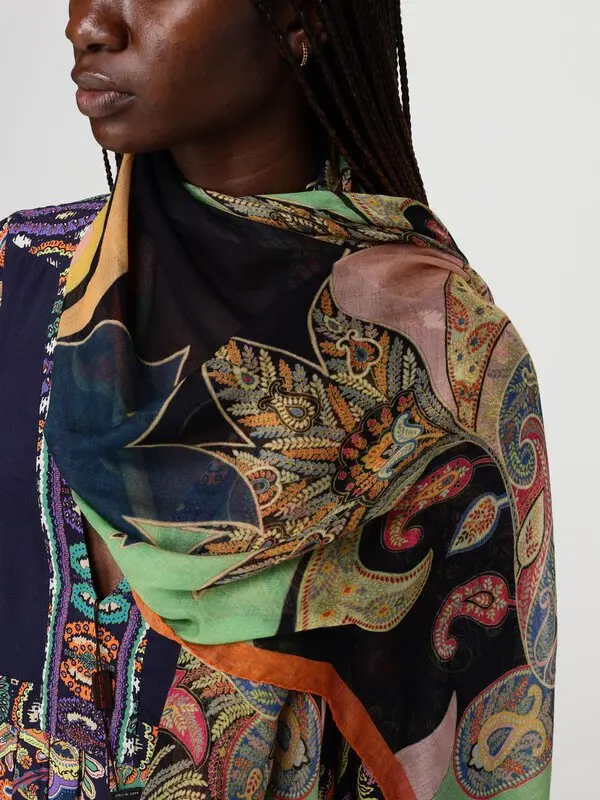 Etro Modal Blend Scarf With Floral Motif