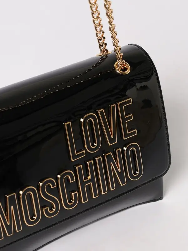 Moschino Patent Leather Logo Shoulder Bag