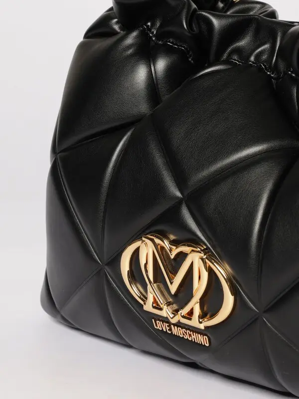 Moschino Quilted Handbag With Gold Tone Logo Detail