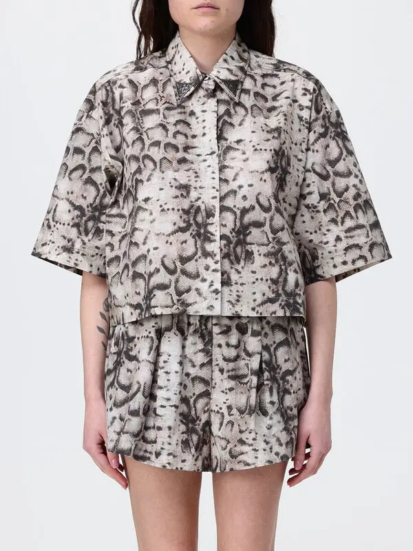 Pinko And White Floral Print Shirt - Beige