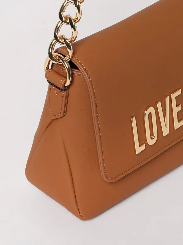 Moschino Shoulder Bag With Gold Tone Logo - Brown