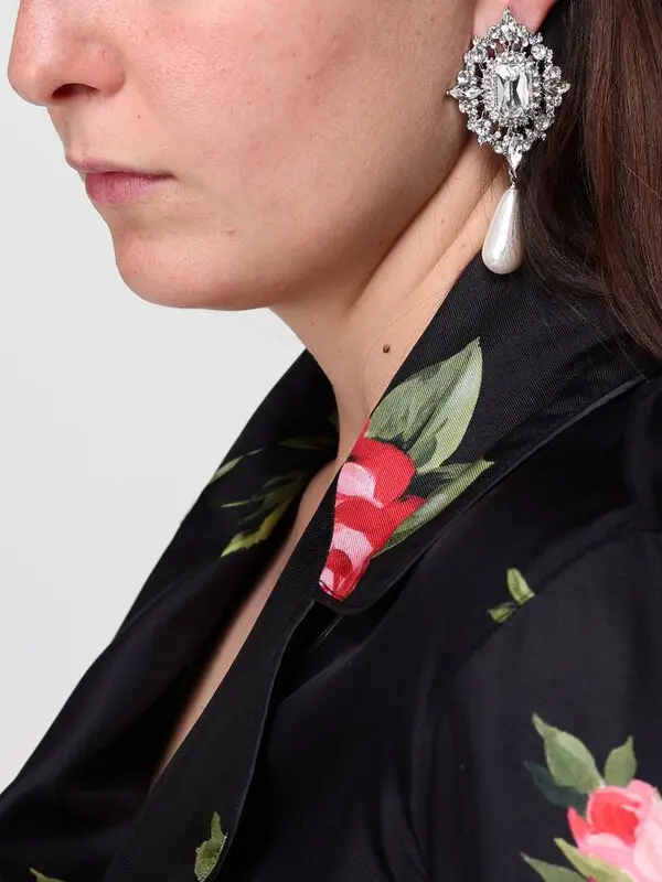 SELF-PORTRAIT Embellished Drop Earrings With Crystal And Pearl Detail