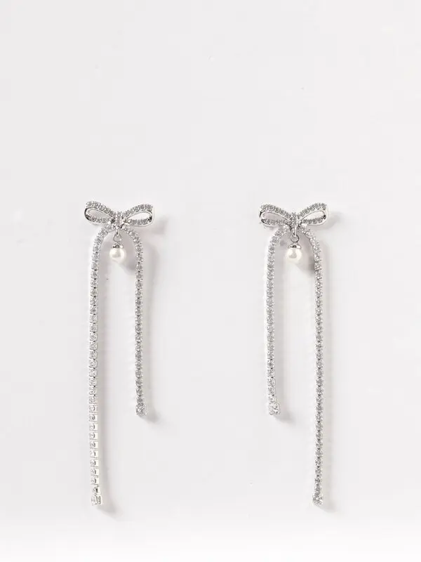 SELF-PORTRAIT Brass Drop Earrings With Rhinestones And Synthetic Pearls - Silver
