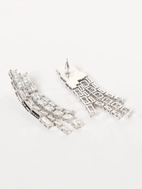 SELF-PORTRAIT Dangle Crystal Earrings - Silver
