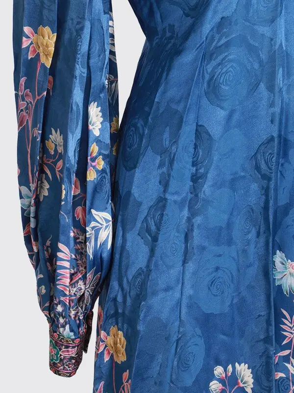 Etro Floral Print V-neck Maxi Dress - Blue