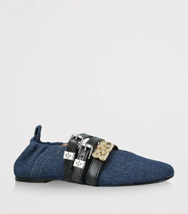 GANNI Denim Ballerina Flats - Blue