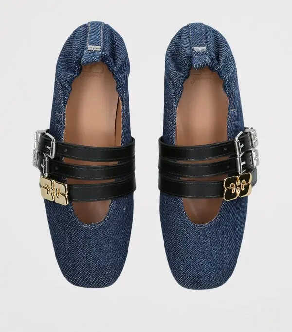 GANNI Denim Ballerina Flats - Blue