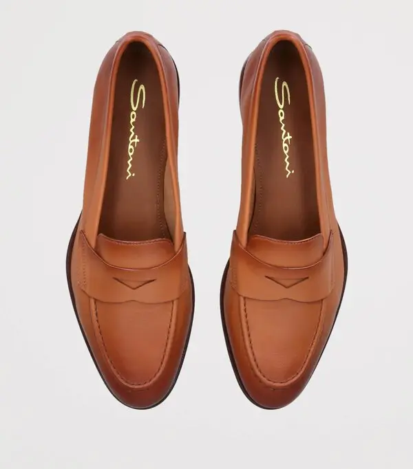 Santoni Leather Famed Loafers