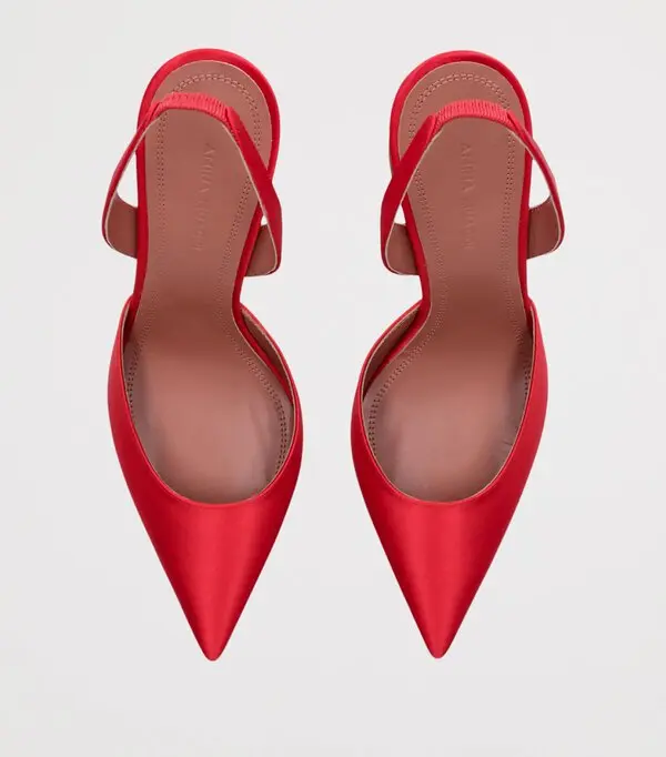 Amina Muaddi Holli Slingback Pumps - Red