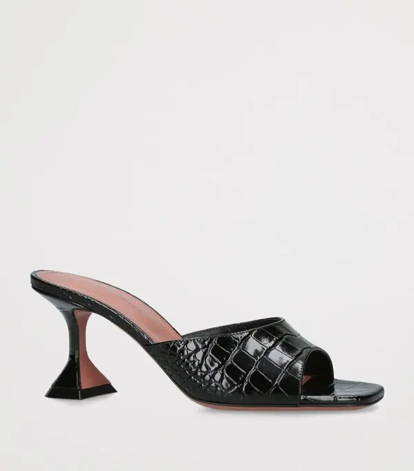 Amina Muaddi Lupita 70 Croc-embossed Leather Mules