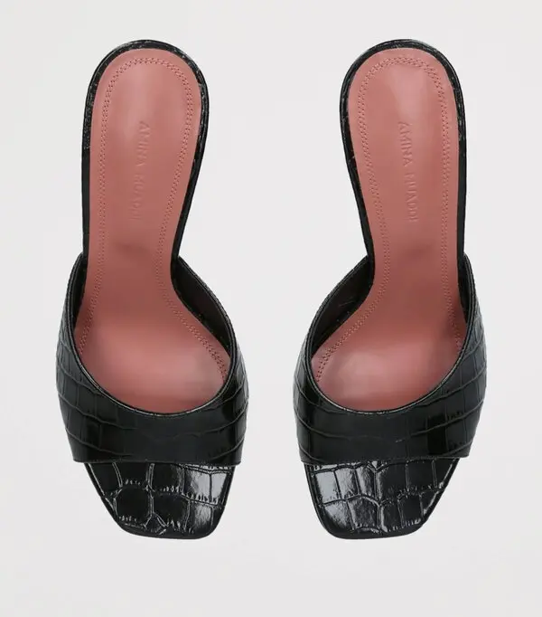 Amina Muaddi Lupita 70 Croc-embossed Leather Mules