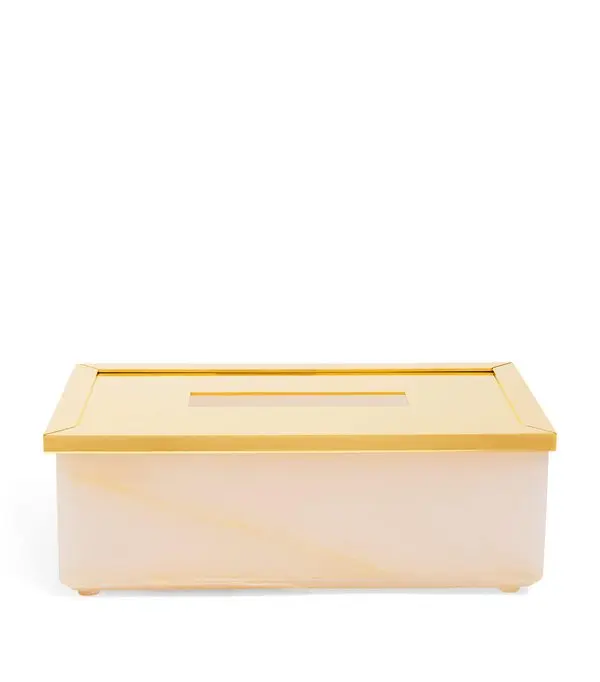 ZODIAC Onyx Rectangular Tissue Box - Gold