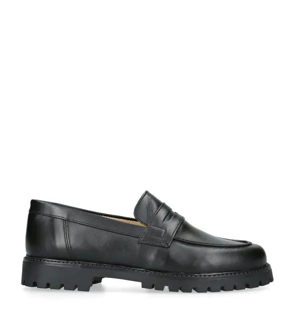 PAPOUELLI Leather Maximus Loafers - Black