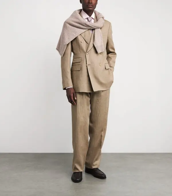 Ralph Lauren Purple Label Linen-cotton-silk Double-breasted Blazer