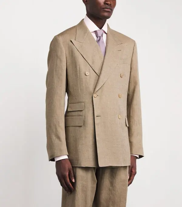 Ralph Lauren Purple Label Linen-cotton-silk Double-breasted Blazer