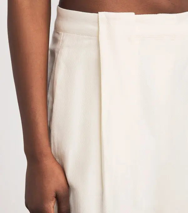 ST. AGNI Organic Cotton-linen Pleat Loop Trousers - Ivory
