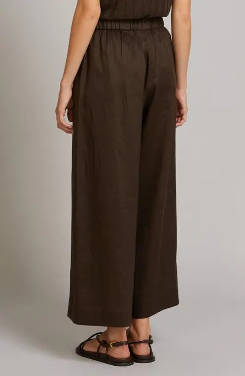 MM BY MAX MARA Canneti Wide-leg Linen Pants - Dark Brown