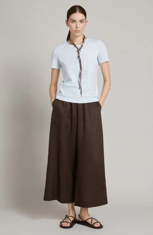 MM BY MAX MARA Canneti Wide-leg Linen Pants - Dark Brown
