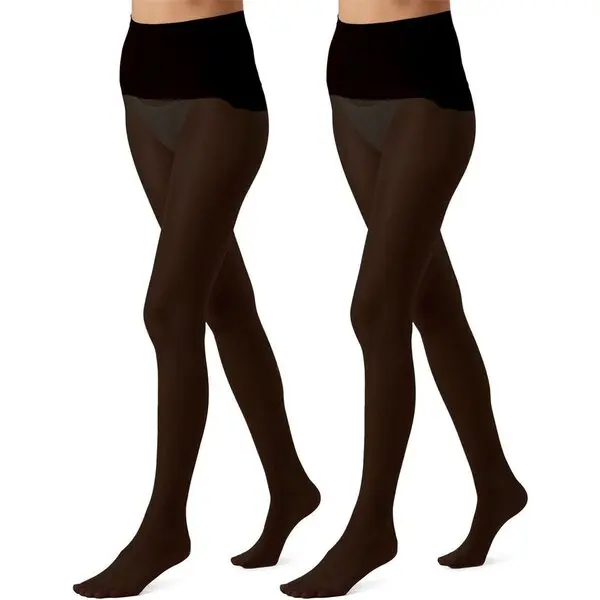 MEMOI Crystal Sheer Tights 2 Pack - Black
