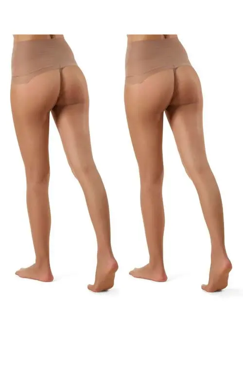 MEMOI Crystal Sheer Tights 2 Pack - Honey