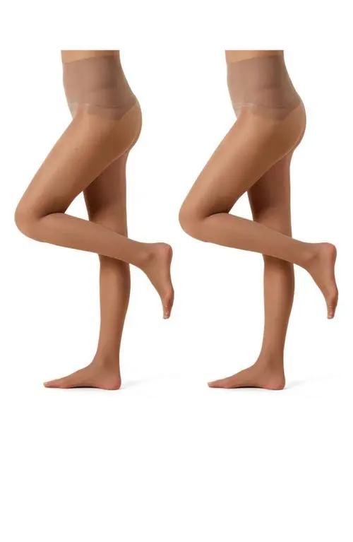 MEMOI Crystal Sheer Tights 2 Pack - Honey