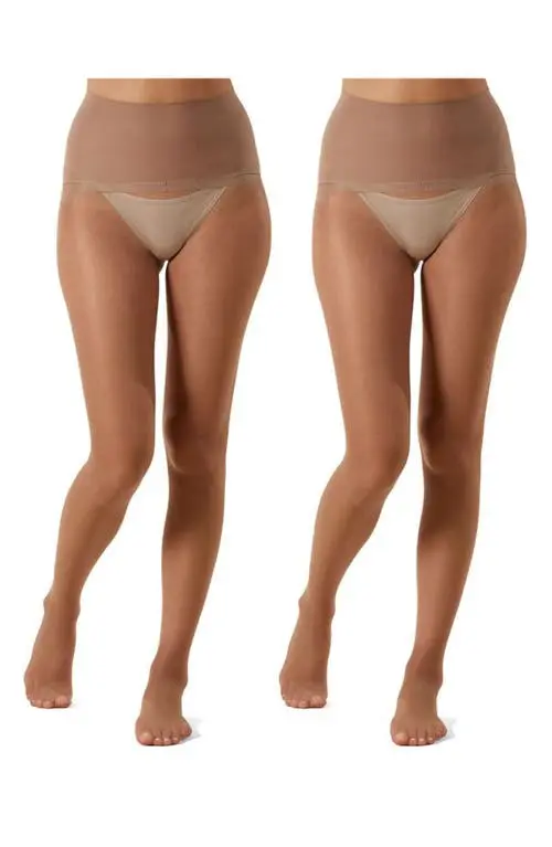 MEMOI Crystal Sheer Tights 2 Pack - Honey