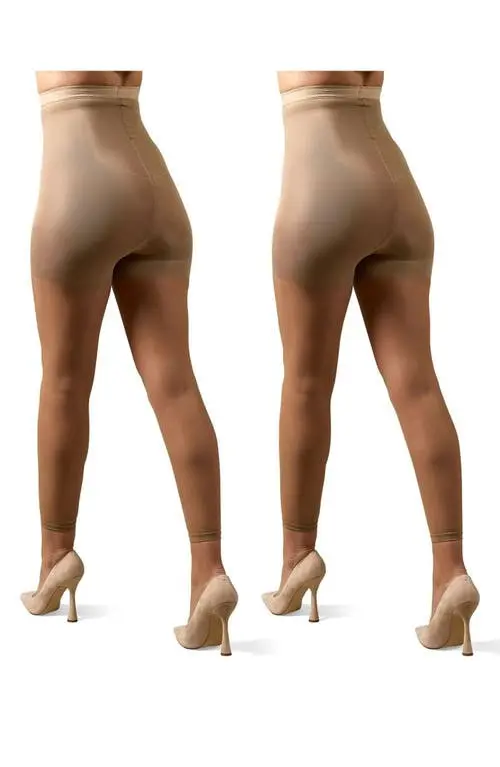 MEMOI 2-pack High Waist Super Footless Shaper Tights - Honey