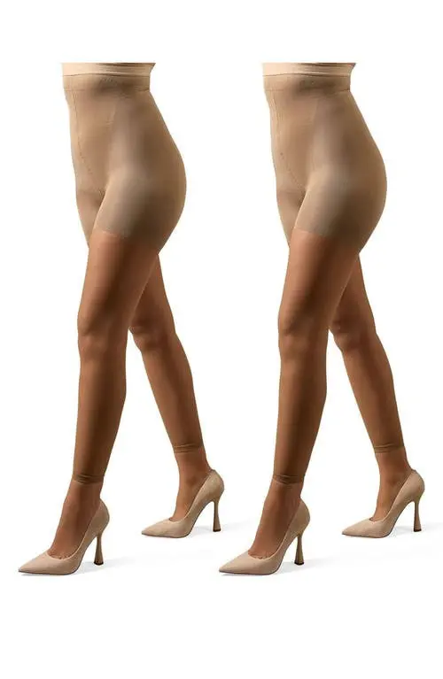 MEMOI 2-pack High Waist Super Footless Shaper Tights - Honey