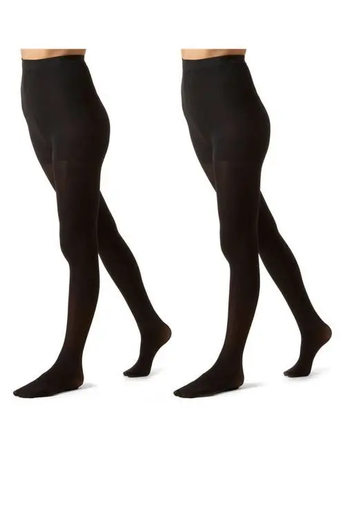 MEMOI 2-pack Opaque Control Top Tights - Black
