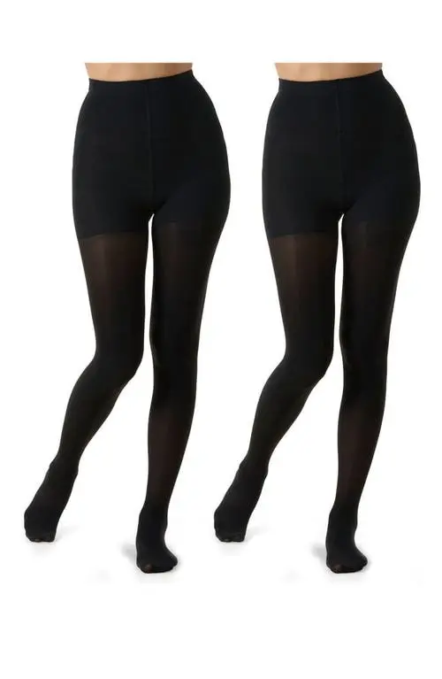 MEMOI 2-pack Opaque Control Top Tights - Black