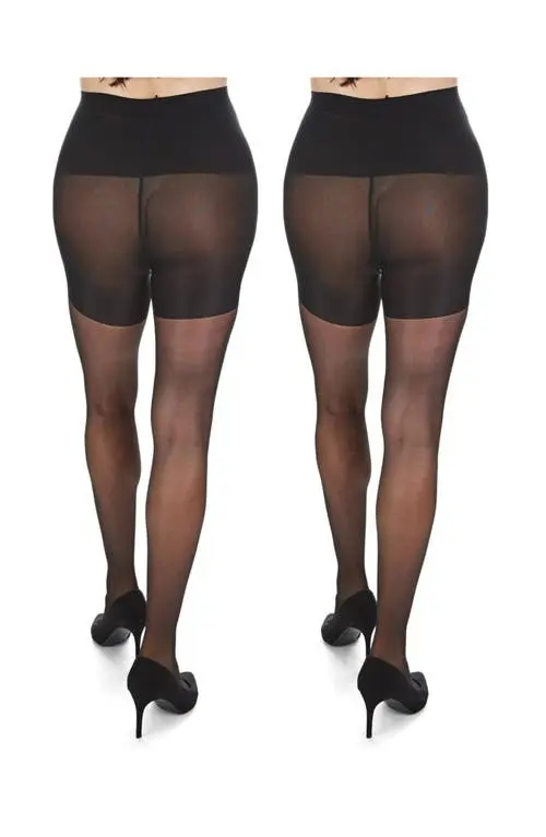 MEMOI 2-pack Sheer Maternity Tights - Black
