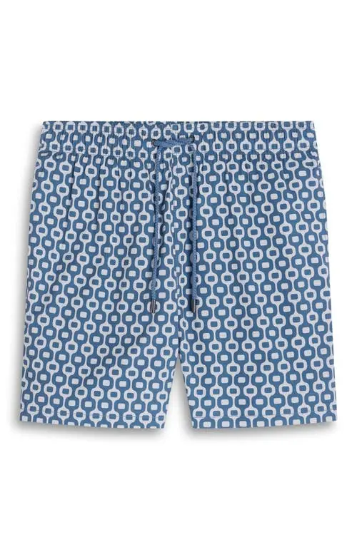 Bugatchi Cruz Print Swim Trunks - Peacock