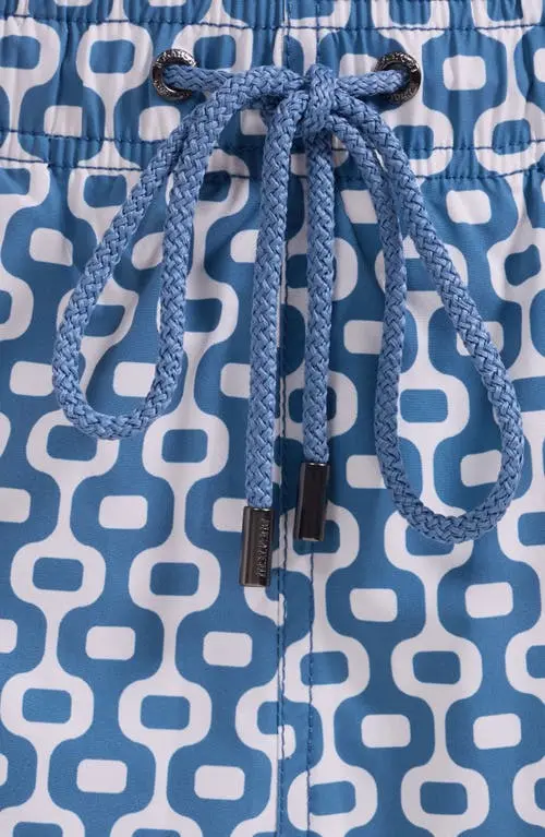 Bugatchi Cruz Print Swim Trunks - Peacock