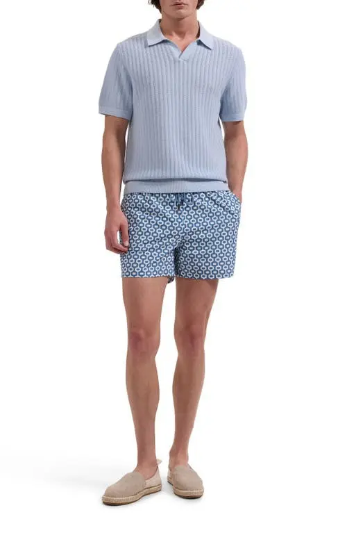 Bugatchi Cruz Print Swim Trunks - Peacock