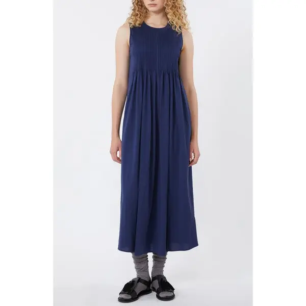 Max Mara Ricordo Pintuck Midi Dress - Navy