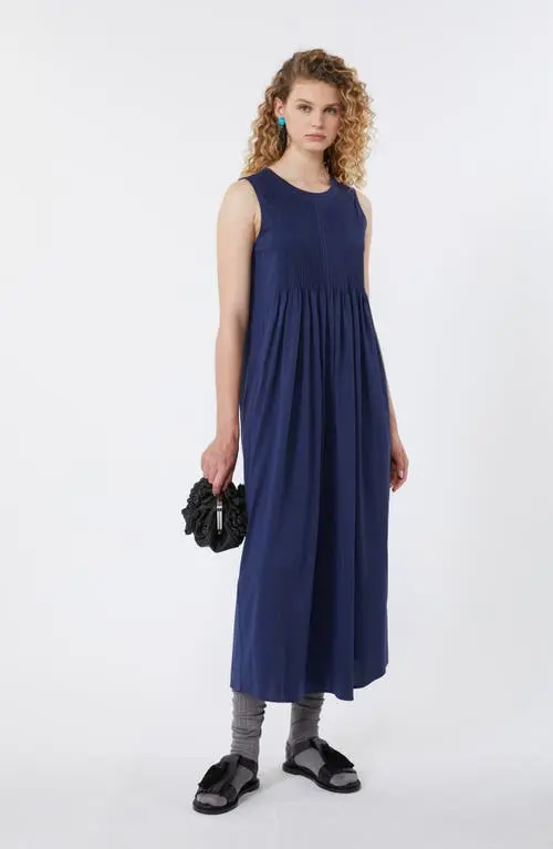 Max Mara Ricordo Pintuck Midi Dress - Navy