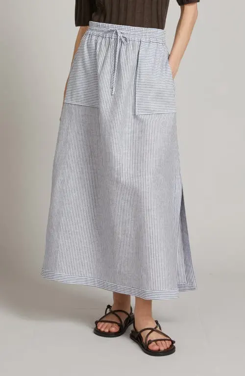 MM BY MAX MARA Sumero Stripe Linen Blend Skirt - Sky Blue